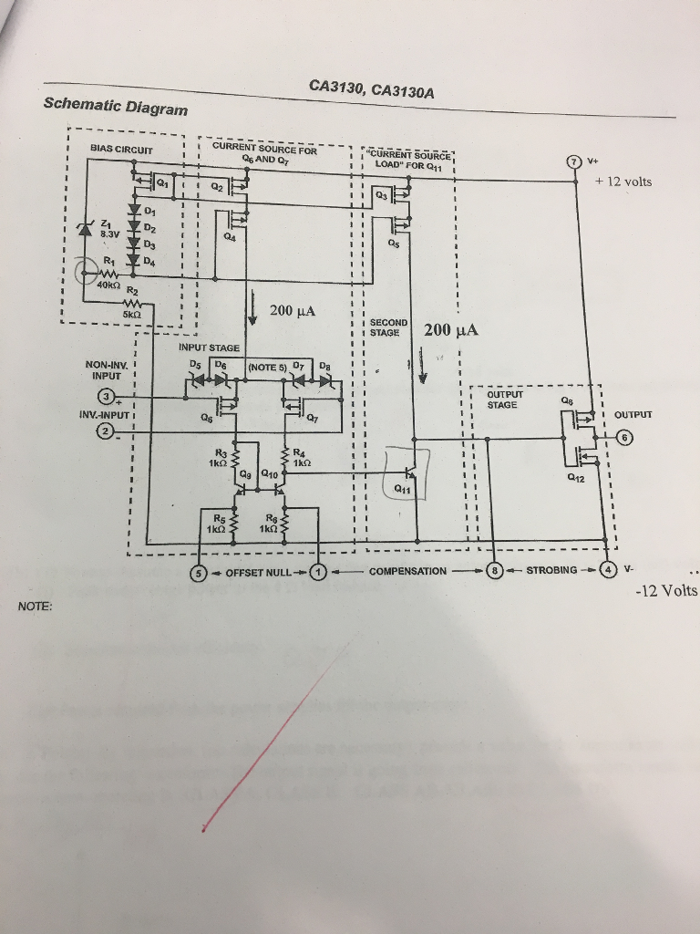 CA3130, CA3130A Schematic Diagram CURRENT SOURCE FOR | Chegg.com
