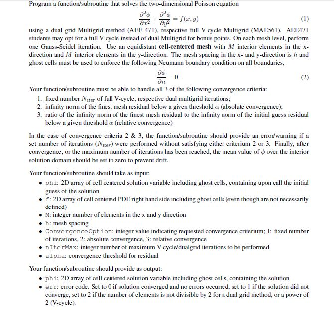 Program A Functionsubroutine That Solves The 