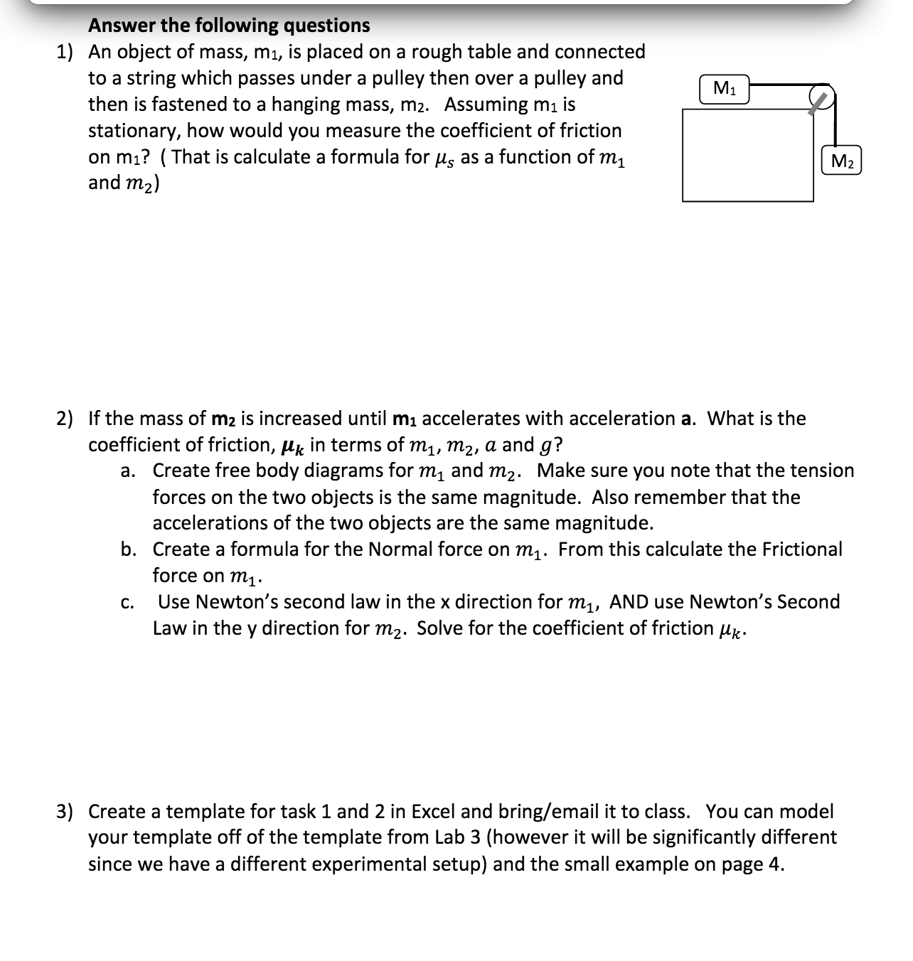 Solved An object of mass, m1, is placed on a rough table and | Chegg.com