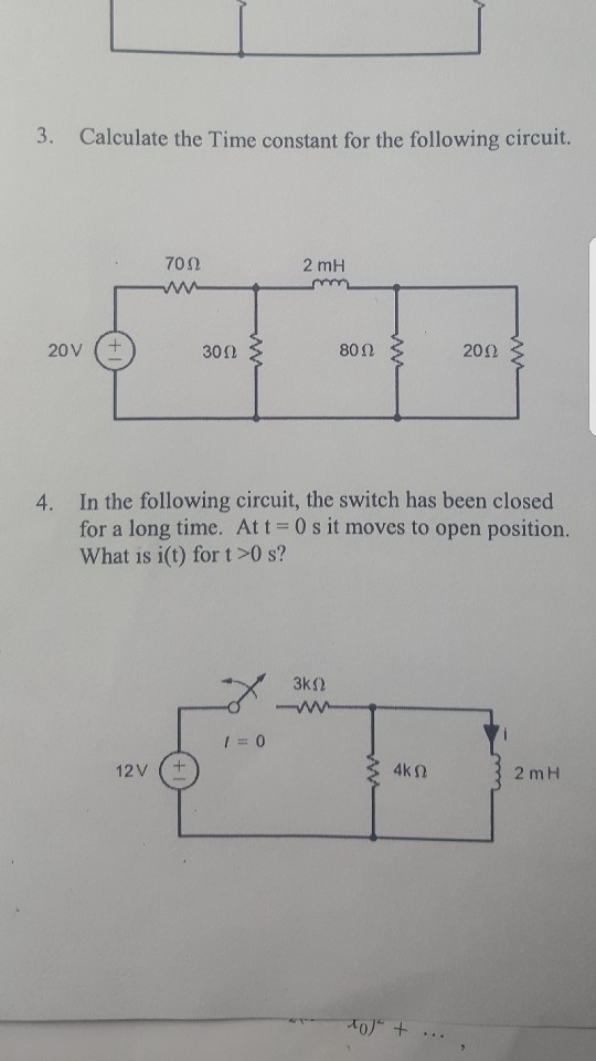 Solved 3. Calculate the Time constant for the following | Chegg.com
