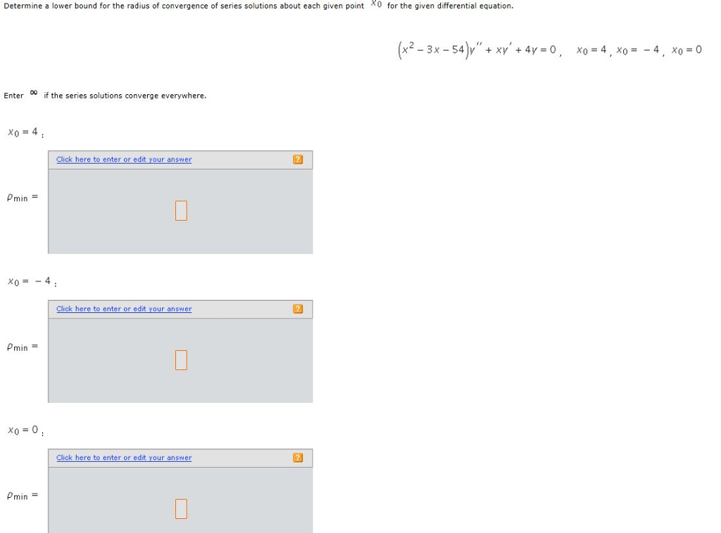 Solved Determine a lower bound for the radius of convergence | Chegg.com