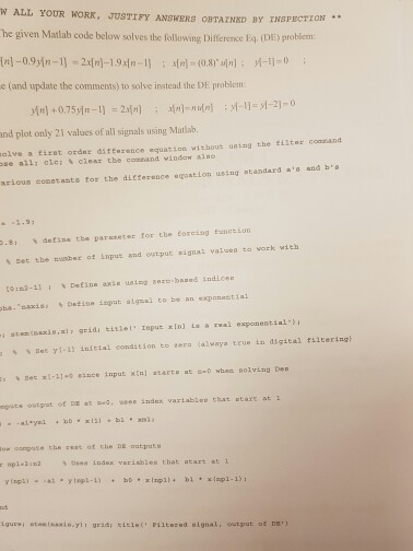 The given Matlab code below solves the following | Chegg.com