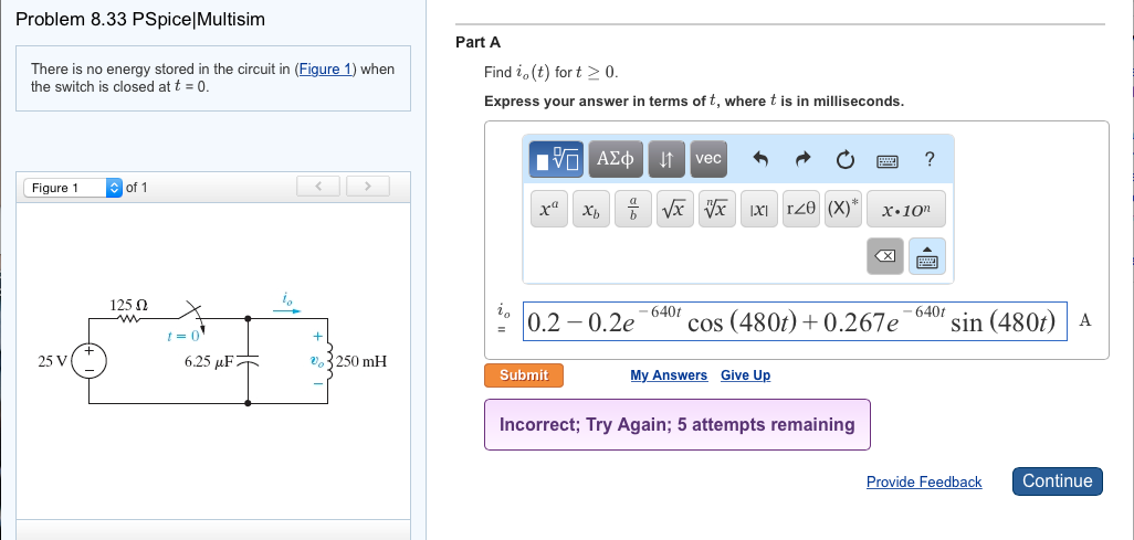 Solved There is no energy stored in the circuit in | Chegg.com