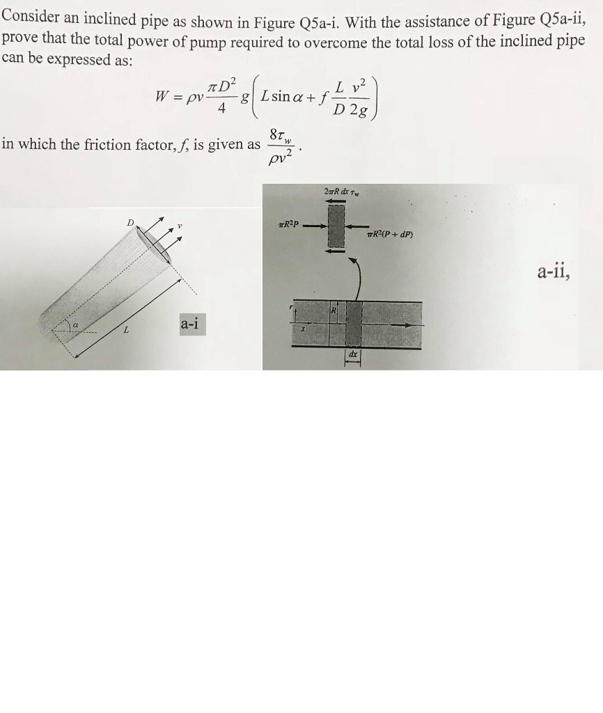 Solved onsider an inclined pipe as shown in Figure Q5a-i. | Chegg.com