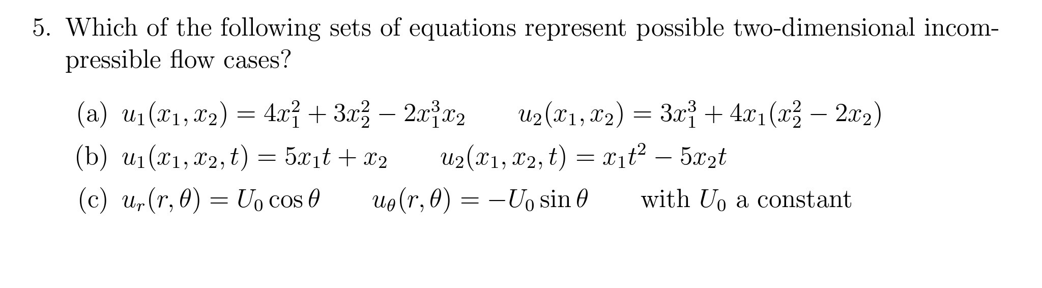 Solved 5. Which of the following sets of equations represent | Chegg.com