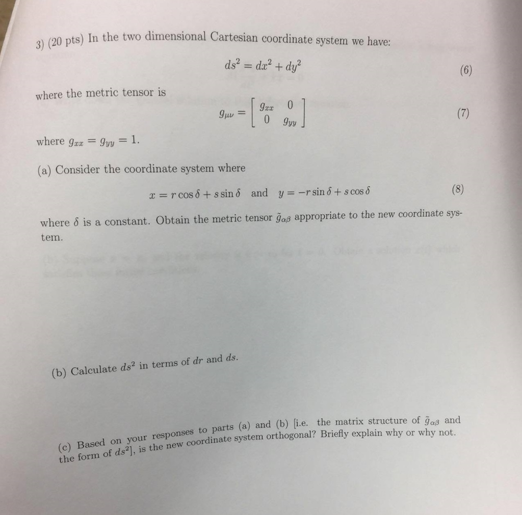 Solved In the two dimensional Cartesian coordinate system we | Chegg.com