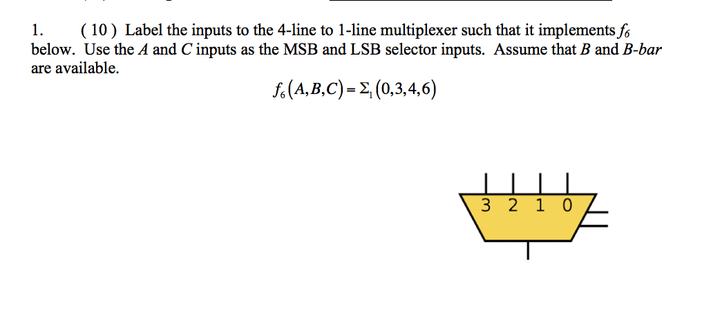 Solved Label the inputs to the 4-line to 1-line multiplexer | Chegg.com