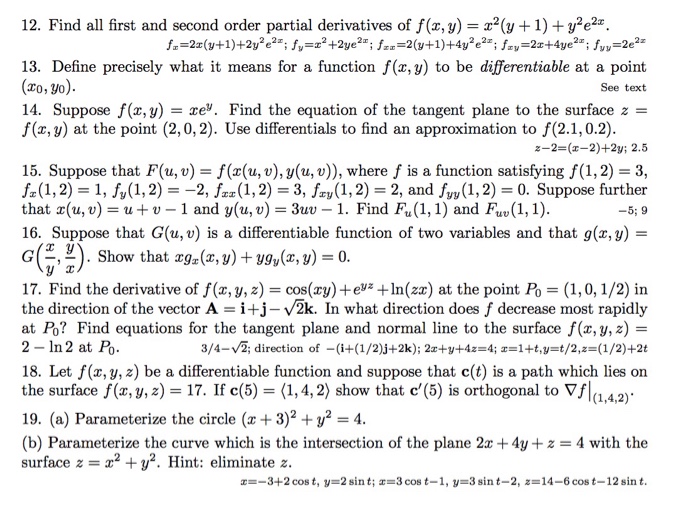 Solved Find all first and second order partial derivatives | Chegg.com