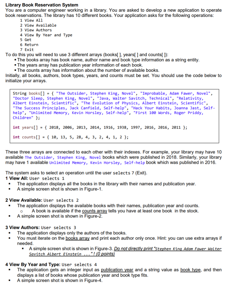 Solved Library Book Reservation System You are a computer | Chegg.com