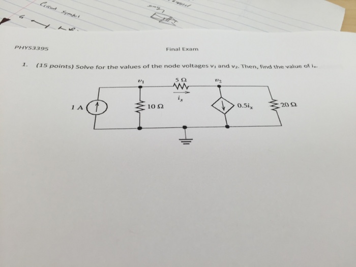 Solved Solve for the values of the node voltage v_1 and v_2. | Chegg.com