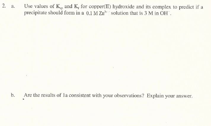 Solved Use values of Ksp and Kf, for copper (II) hydroxide | Chegg.com
