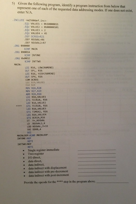 Solved Given the following program, identify a program | Chegg.com