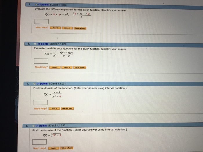 Solved Evaluate the difference quotient for the given | Chegg.com