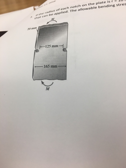 Solved If the radius of each notch on the plate is r=10mm | Chegg.com