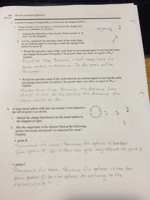Solved EM HW-94 Electric potential difference 2. A positive | Chegg.com
