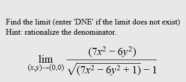 Solved Find the limit (enter 'DNE' if the limit does not | Chegg.com