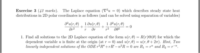 Solved The Laplace equation (nabla^2 u = 0) which describes | Chegg.com