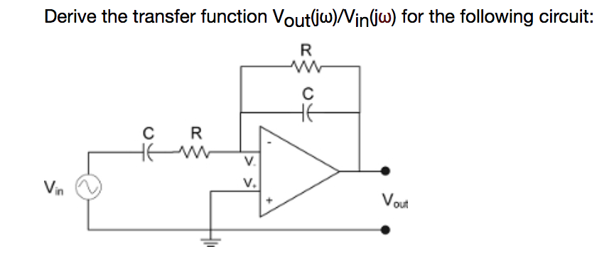 Solved Derive the transfer function Voutjw)/Vin(jw) for the | Chegg.com