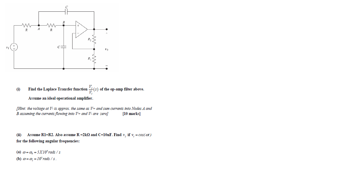 Solved Find the Laplace Transfer function V_2/V_t (s) of | Chegg.com