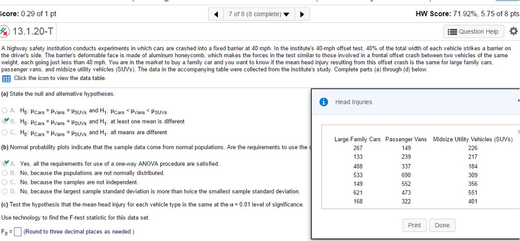 Solved A highway safety institution conducts experiments in | Chegg.com