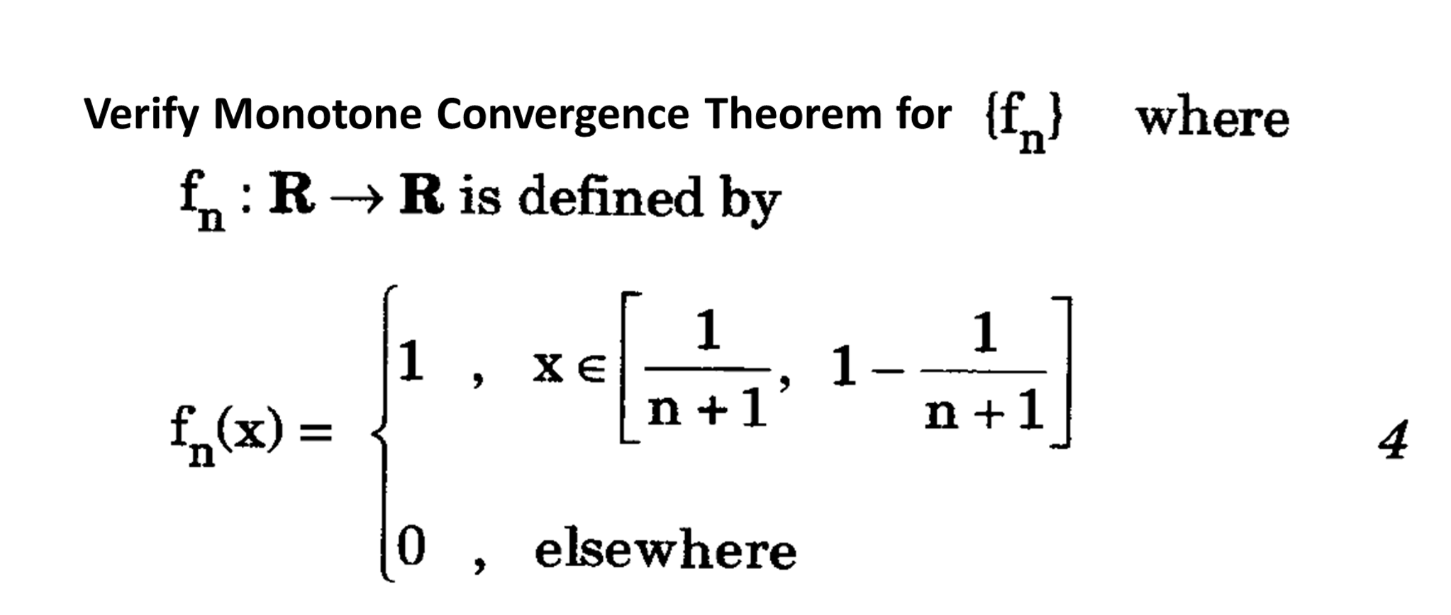 Verify Monotone Convergence Theorem for {f_n} where | Chegg.com