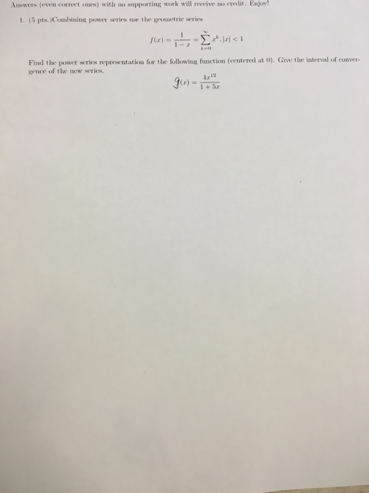 Solved Combining power series use the geometric series f(x) | Chegg.com