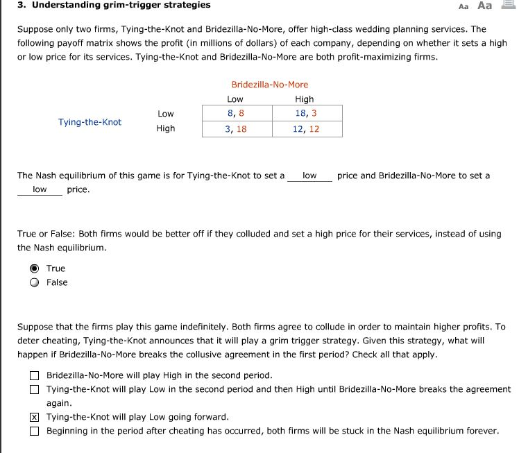 Solved 3. Understanding grim-trigger strategies Suppose only | Chegg.com