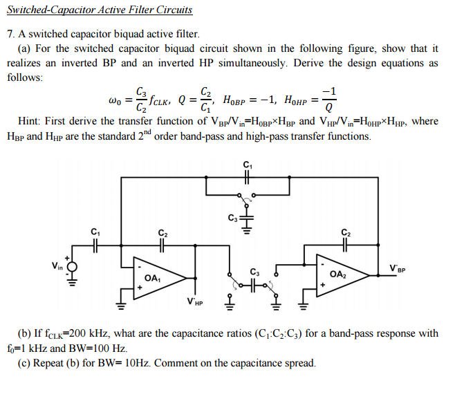 Switched?Capacitor Active Filter Circuits 7. A | Chegg.com
