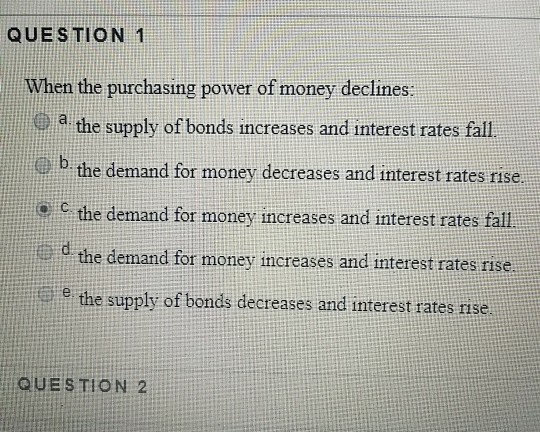 Solved QUESTION 1 When the purchasing power of money | Chegg.com
