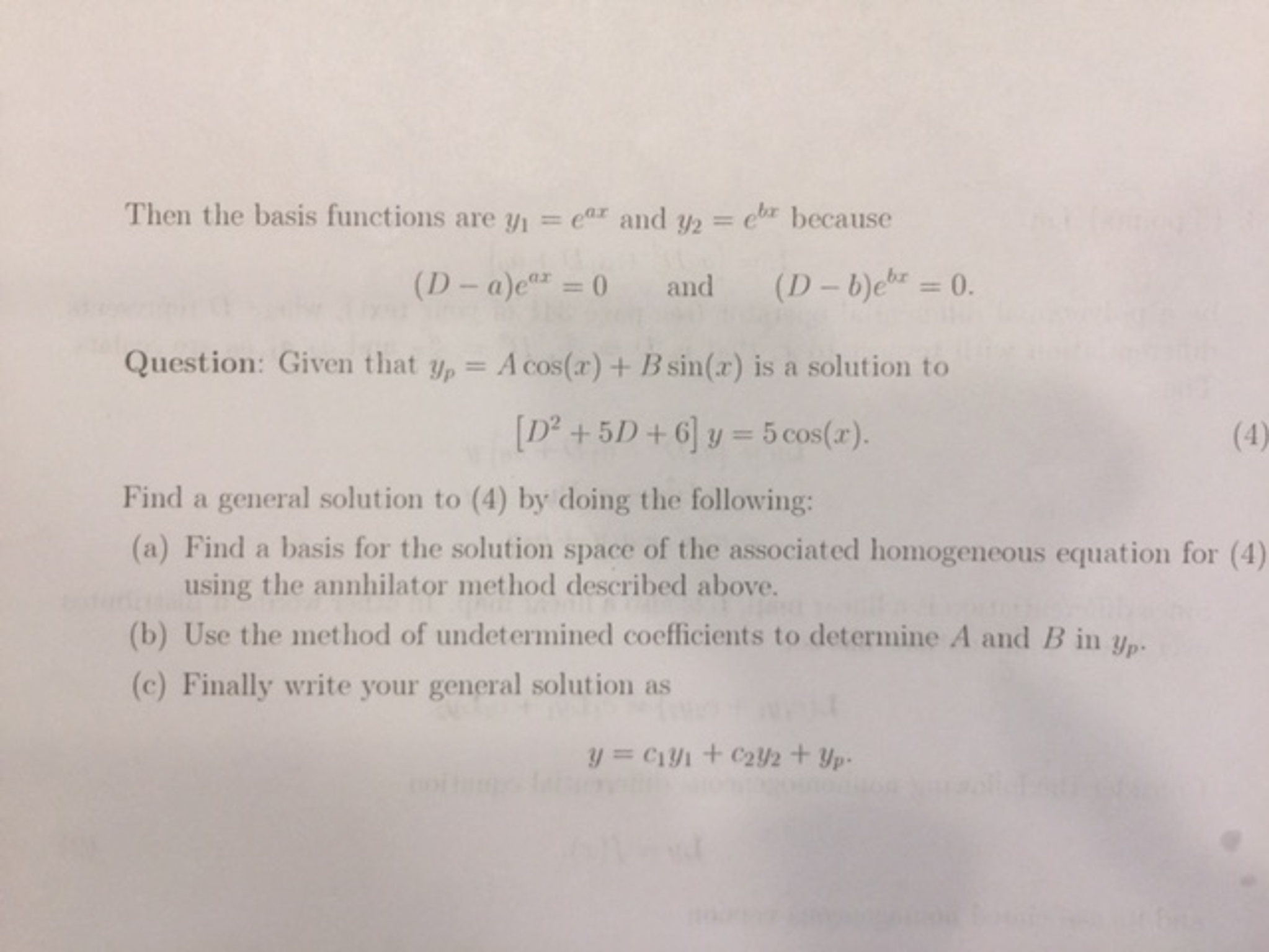 Solved Find a general solution by finding a basis vector for | Chegg.com