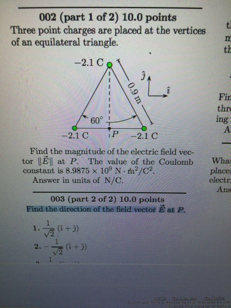 Solved Three point charges are placed on the vertices of an | Chegg.com