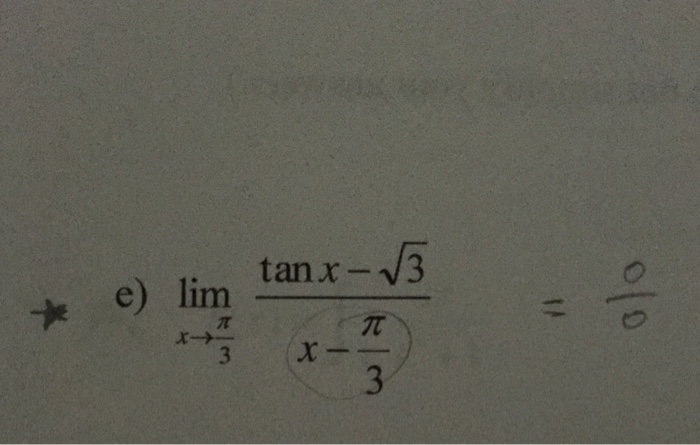 Solved Lim x tends to pi/3 tan x- root 3/x-pi/3 | Chegg.com
