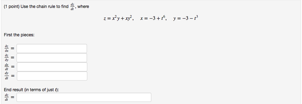 Solved (1 point) Suppose that z is a linear function of x | Chegg.com