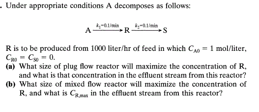 Solved Under appropriate conditions A decomposes as follows: | Chegg.com