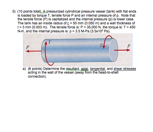 Solved 5) (10 points total) cylindrical pressure vessel | Chegg.com