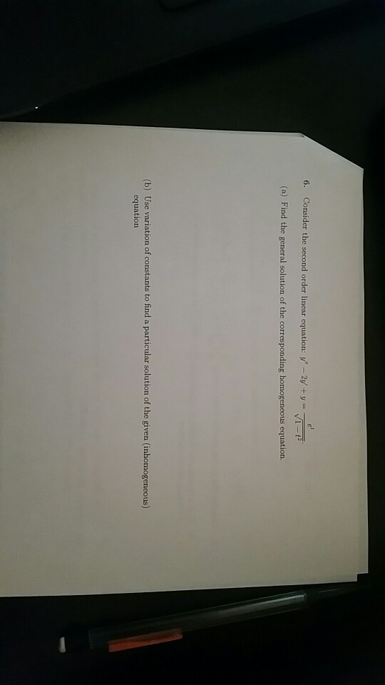 Solved 6. Consider the second order linear equation: -2y +v | Chegg.com
