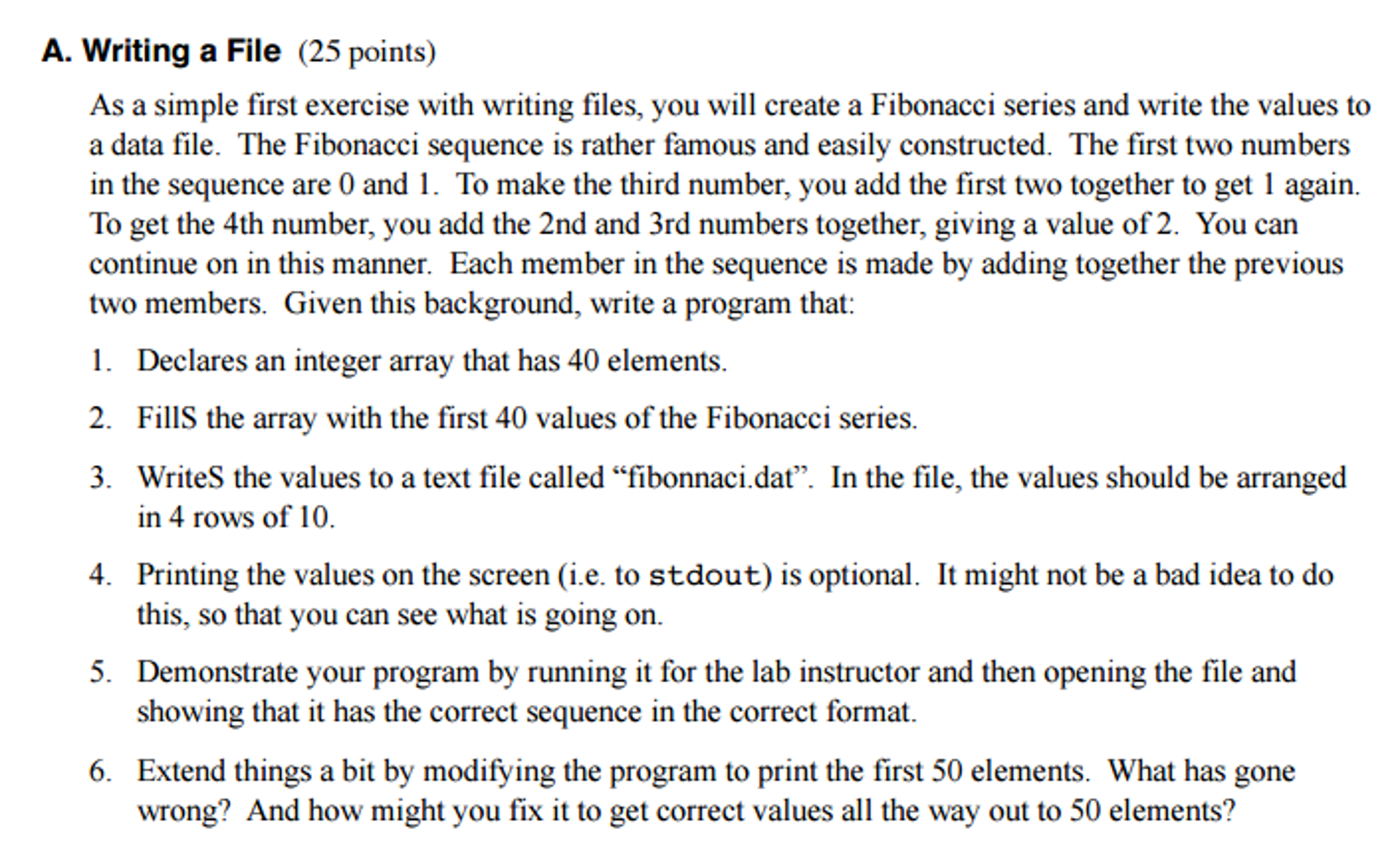 Solved As a simple first exercise with writing files, you | Chegg.com