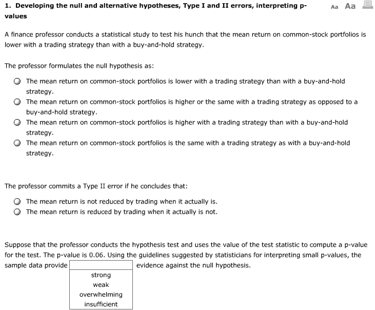 Solved Developing the null and alternative hypotheses, Type | Chegg.com