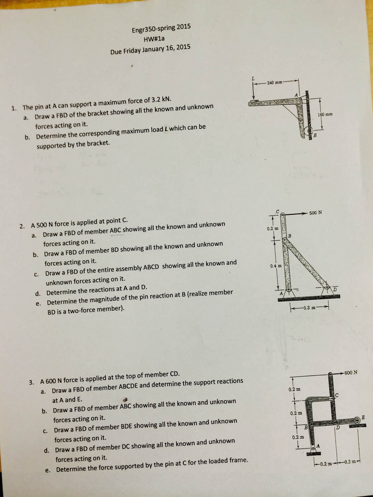 Solved Engr 350-spring 2015 HW#1a Due Friday January 16, | Chegg.com