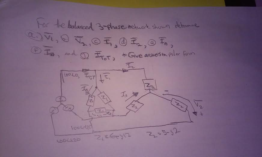 Solved For the balanced 3-phase network shown determine | Chegg.com