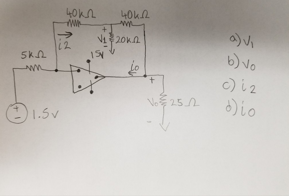Solved Calculate the following in this OP amp. v1, v0, i2, | Chegg.com