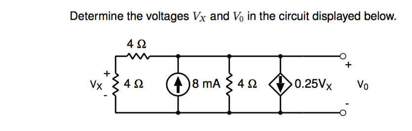 Solved Determine the voltages Vx and Vo in the circuit | Chegg.com