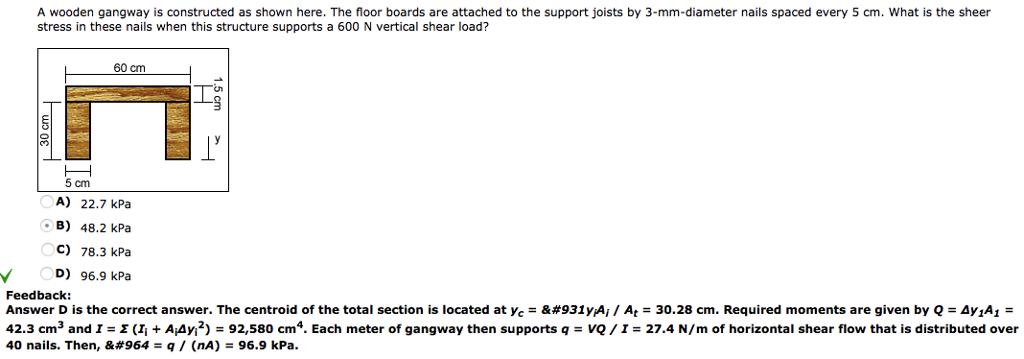 Solved A wooden gangway is constructed as shown here. The | Chegg.com