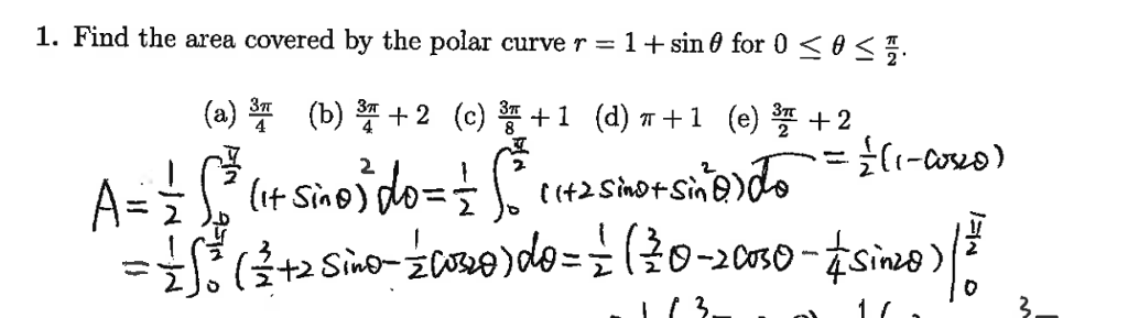 Solved Find the area covered by the polar curve r = 1 + sin | Chegg.com