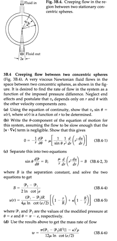 Solved Fluid in Fig.3B.4. Creeping flow in the re- gion | Chegg.com
