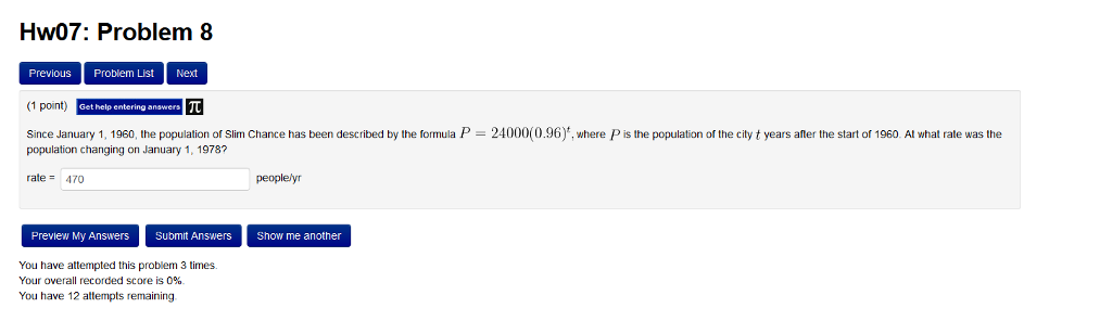 Solved Hw07: Problem 8 Previous Get help entering anawers | Chegg.com
