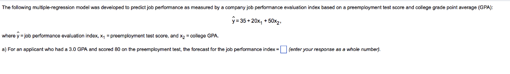 Solved The following multiple-regression model was developed | Chegg.com