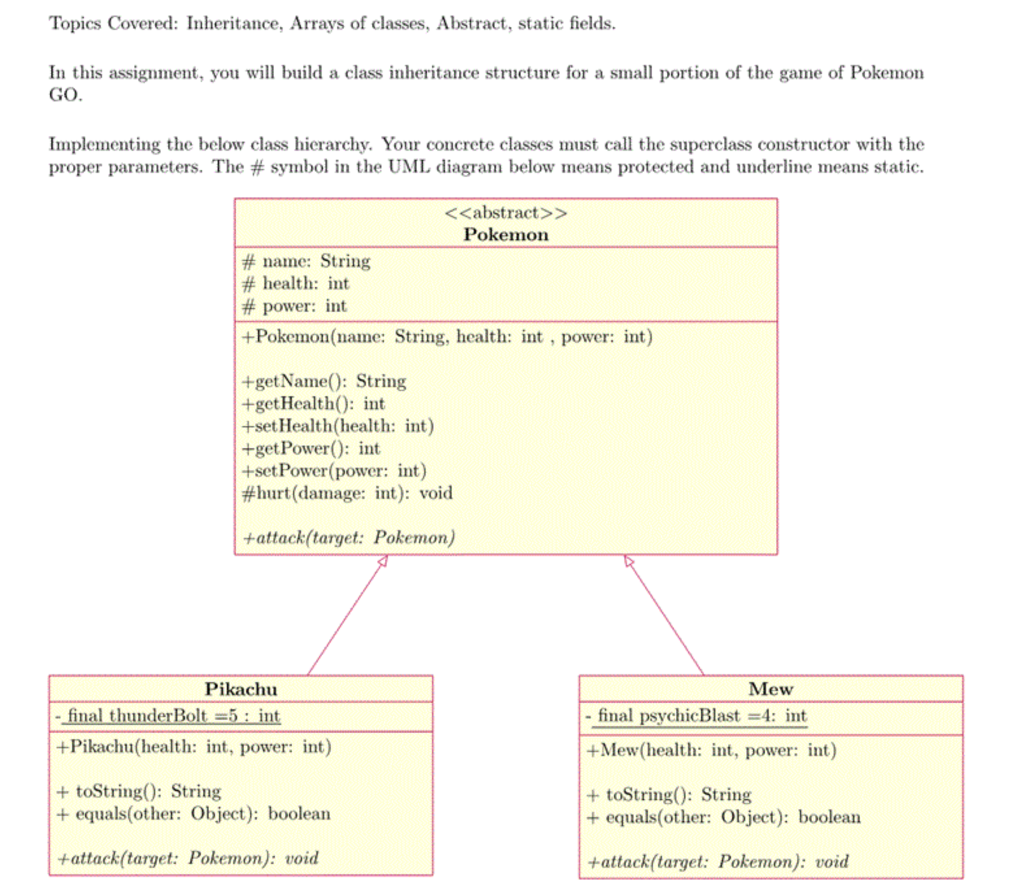 Topics Covered: Inheritance, Arrays of classes, | Chegg.com