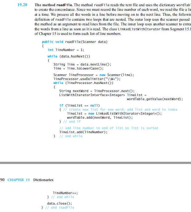 Solved 19.20 The method readFile. The method read File reads | Chegg.com