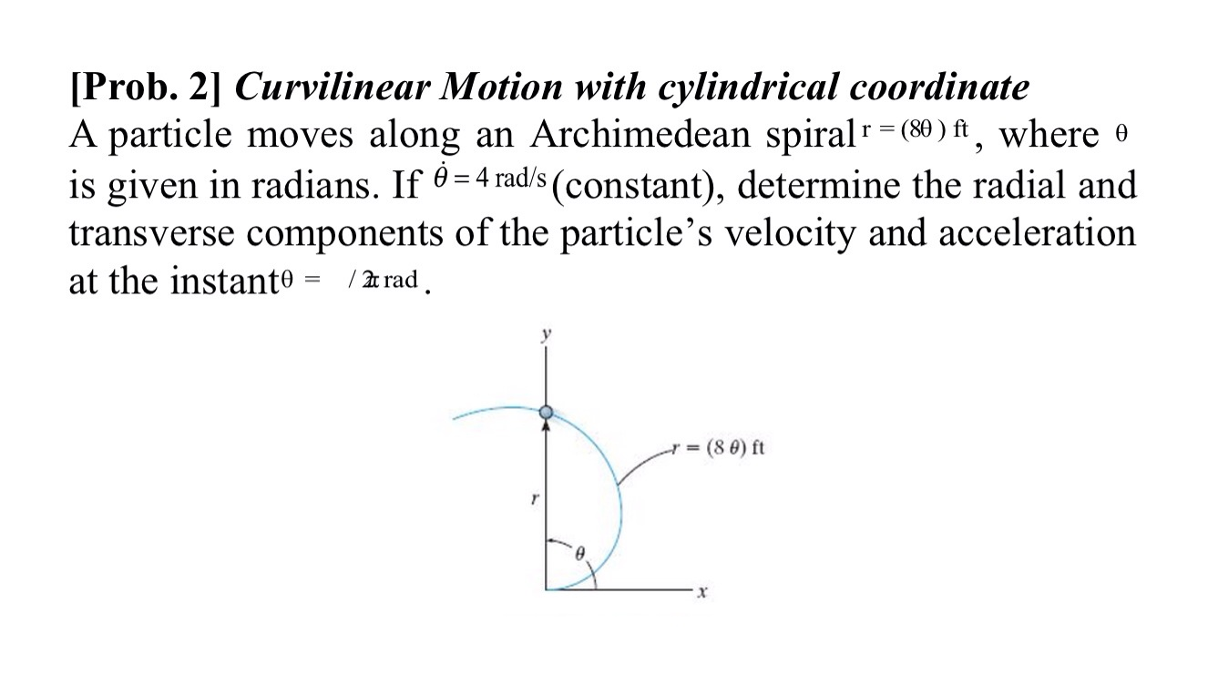 Solved [Prob. 2] Curvilinear Motion with cylindrical | Chegg.com